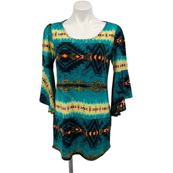Emma Rose | Tops | Emma Rose Aztec Print Bell Sleeve Tunic Top Small ...
